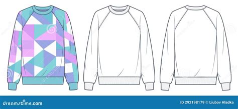 Sweatshirt Technical Fashion Illustration Geometric Design Round Neck