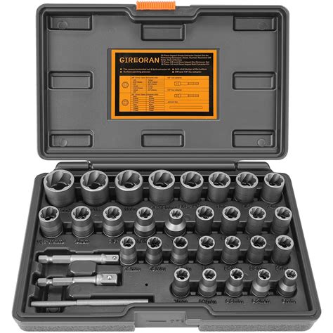 Upgrade Bolt Extractor Kit 32 Piece Stripped Bolt Extractor Socket Set Rounded Bolt Remover