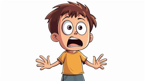 Panicstricken Cartoon Boy Illustration Premium Ai Generated Vector