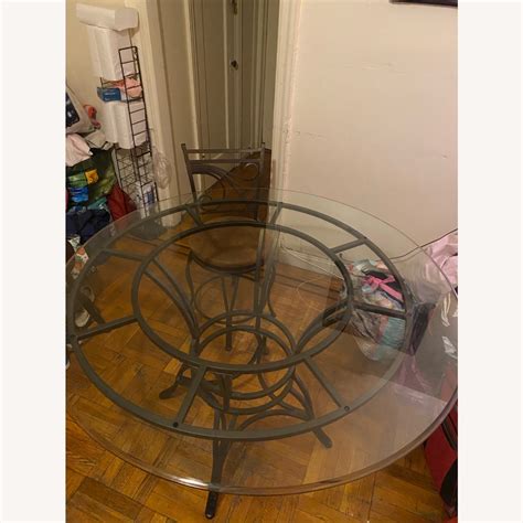 Round Glass Dining Table Set Of 5 Aptdeco