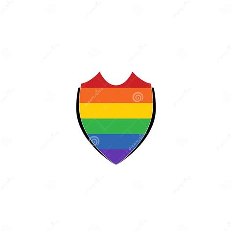 Gay Protection Sign Shield In Lgbt Flag Colors Isolated On White