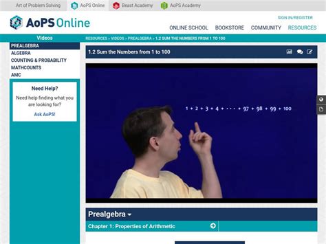 Art Of Problem Solving Sum The Numbers From 1 To 100 Instructional Video For 9th 10th Grade
