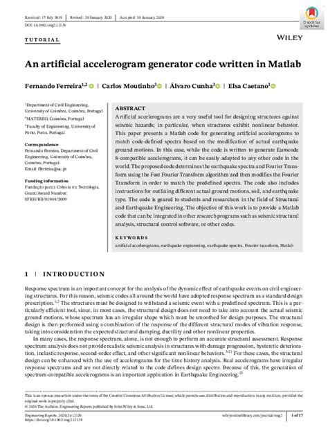 Pdf An Artificial Accelerogram Generator Code Written In Matlab