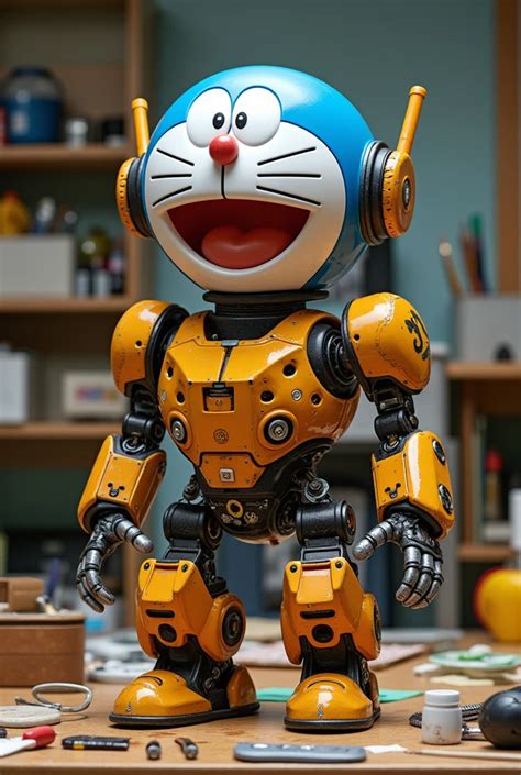 A Hyper Realistic Depiction Of A Robot Resembling Doraemon Showcasing
