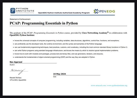 Nav Agarwal On Linkedin Python Programming Certification