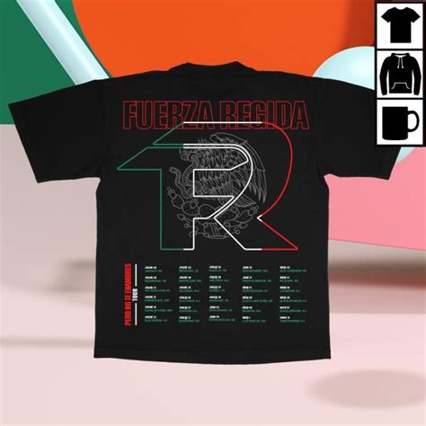 Official Fuerza Regida Merch Store Mexican Flag Black Ss New Shirt