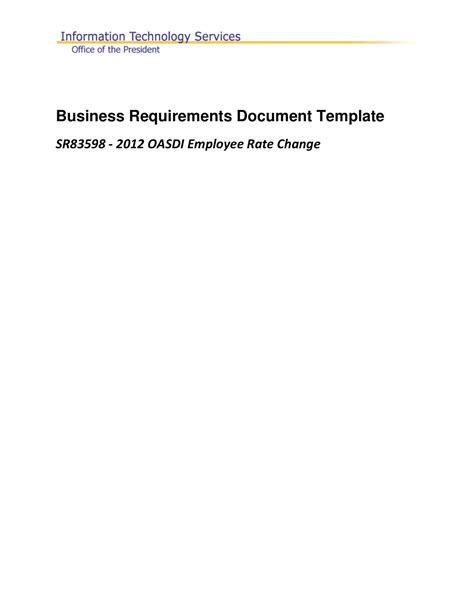 Free Printable Business Requirements Document Brd Templates Pdf Word