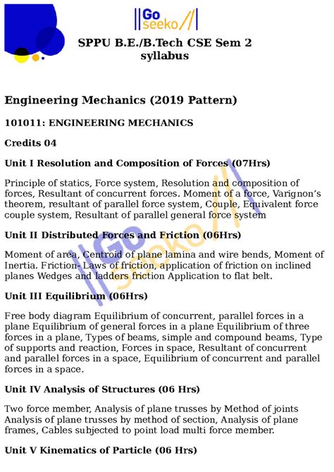 Cse Sem 2 Syllabus Notes Sppu Beb Cse Sem Syllabus Engineering