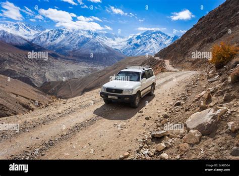 Off Road Vehicle At The Pamir Highway In Wakhan Corridor After Langar