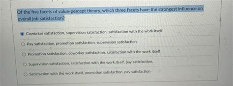 Solved Of The Five Facets Of Value Percept Theory Which