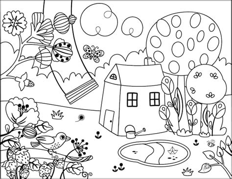 마법에 걸린 정원 테마의 만화 배경입니다 흑인과 백인 벡터 일러스트 레이 션 프리미엄 벡터