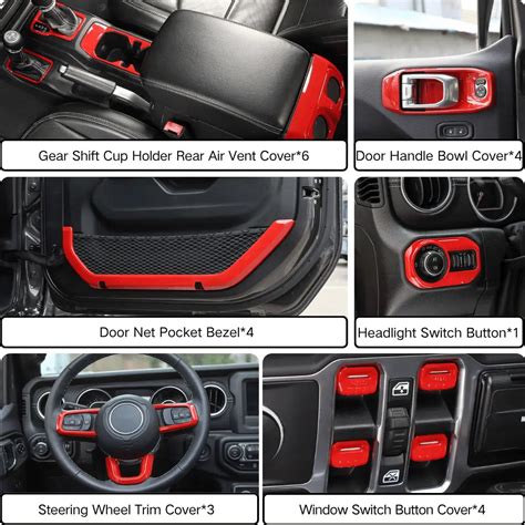 For 2024 Jeep Wrangler Jlu And Gladiator Jt 4 Door 36 X Full Set Interior Decoration Trim Kit