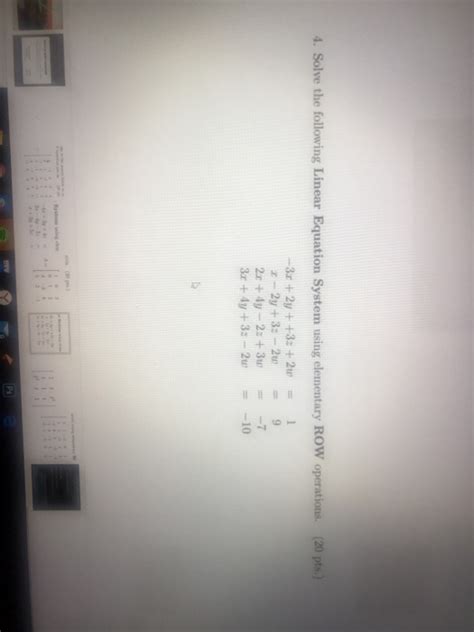 solved 4 solve the following linear equation system using