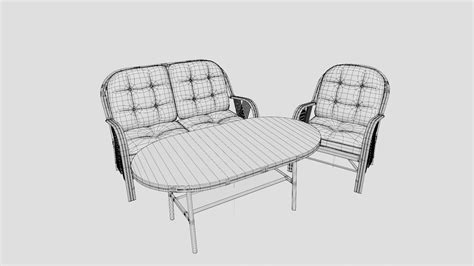 Artstation Bamboo Seating Group 4 Sets Game Assets