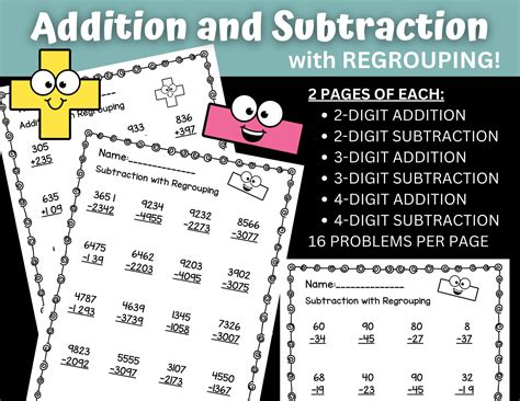 Addition And Subtraction With Regrouping Worksheets Multi Digit