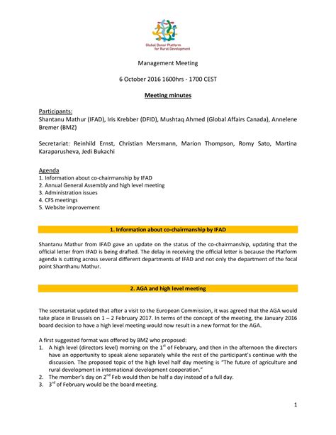 Management Meeting Minutes Templates At
