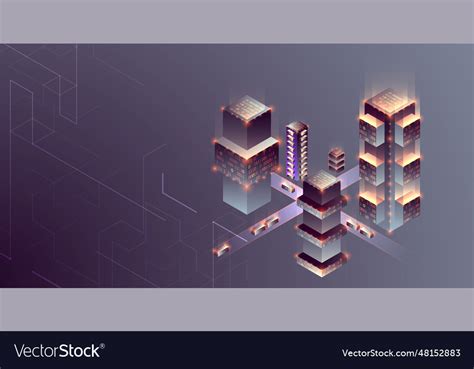 Smart City Isometric Big Data Concept Database Vector Image