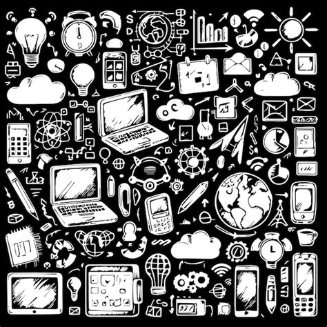 Premium Vector Hand Drawn Technology Elements