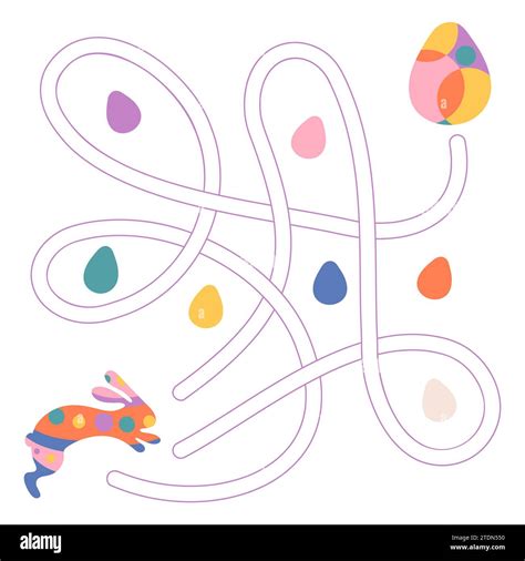 Maze Game With Easter Bunny And Eggs Vector Illustration Stock Vector