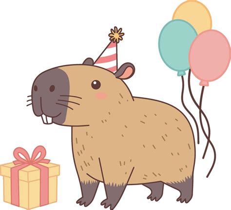 Birthday Capybara Cartoon Illustration 51777814 Vector Art At Vecteezy