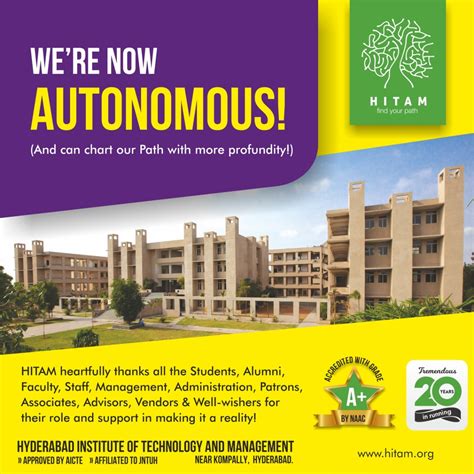 Hitam Were Now Autonomous Hitam Accredited By Naac With ‘a Grade