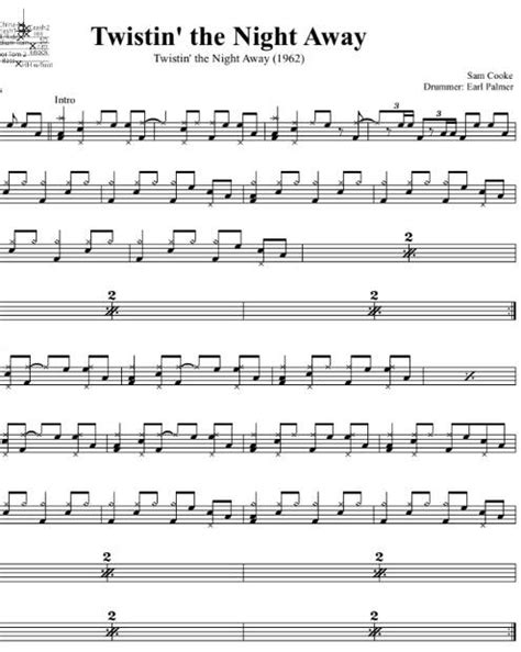Twistin The Night Away Sam Cooke Drum Sheet Music