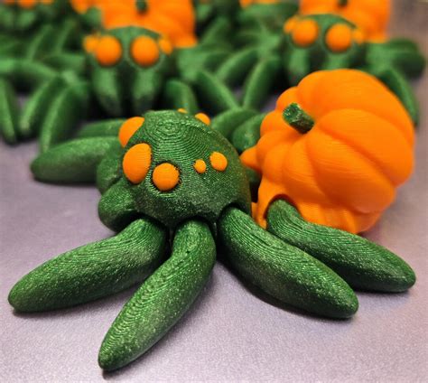 Articulated Pumpkin Jumping Spiders Etsy