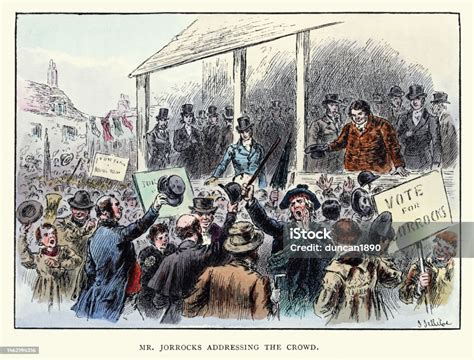 Politician Olitician Giving A Speech To A Crowd At A Political Rally