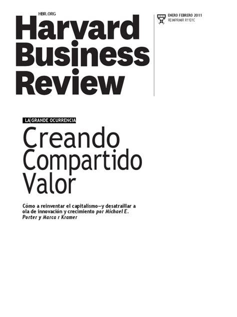2 1 Porter N Kramer 2011 Creating Shared Value Español Pdf Agricultura Capitalismo