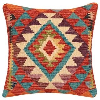 Boho Chic Boland Turkish Hand Woven Kilim Pillow 18 X 18 Bed
