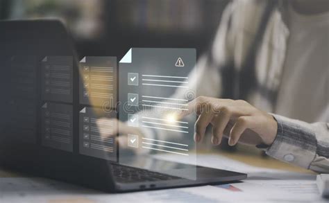 Businessman Checking The Steps Through A Virtual Online Document With A