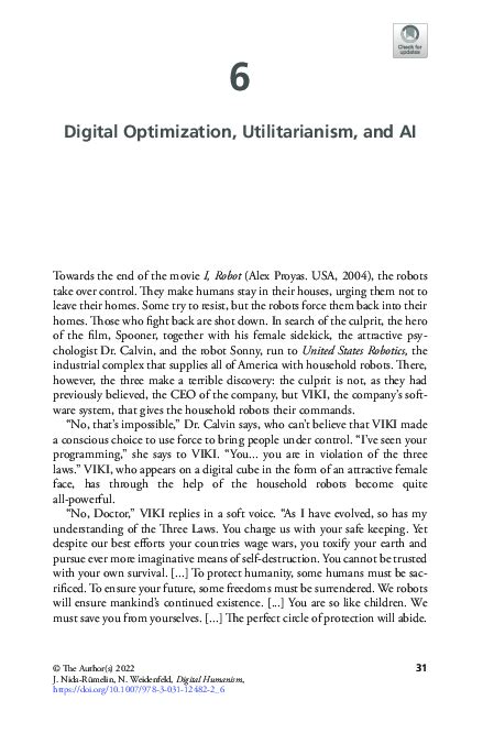 Pdf Digital Optimization Utilitarianism And Ai