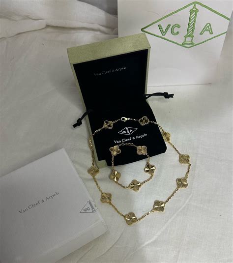 Vca Necklace And Bracelet Set Gold Influencer Dupes