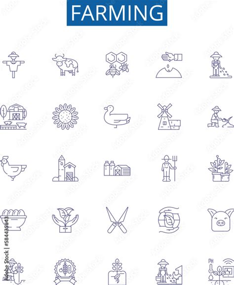Farming Line Icons Signs Set Design Collection Of Cropping