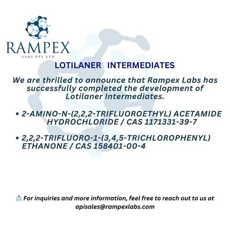 Rampex Has Successfully Completed The Development And Randd Validation Of Intermediates For
