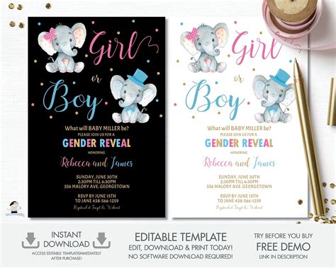 Gender Reveal Invite Blank Templates