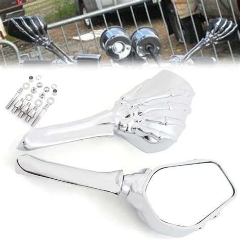 Custom Motorcycle Skull Hand Mirrors Rearviwe Side Mirror For Harley