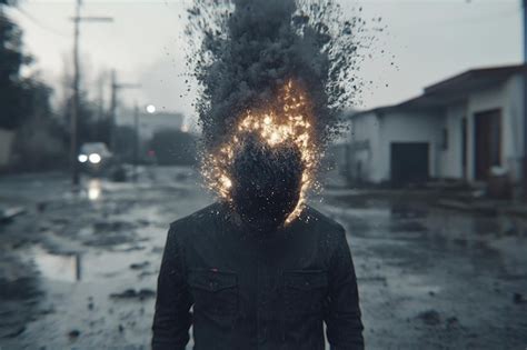 Mental Stimulation Cognitive Modeling And Brain Function Human Figure With Exploding Head In A