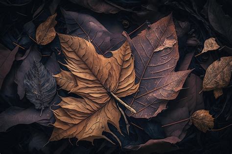 Premium Photo Dry Leafs On Ground With Golden Drying Age For Background