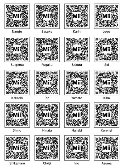 Naruto Mii Codes Tomodachi Life Qr Codes Naruto 3ds Mii Maker Qr