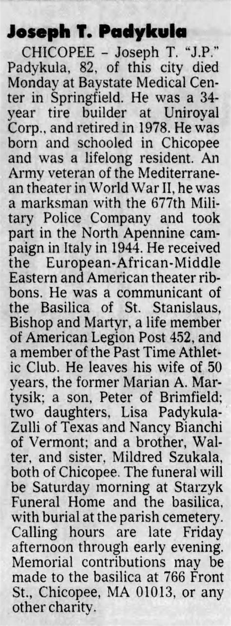 Jozef Thomas “joseph” Padykula 1919 2001 Find A Grave Memorial