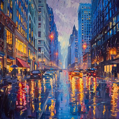 Original Rainy Reflections Rainy City Night Urban Rain Scene