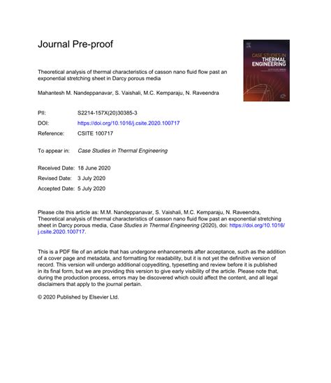 Pdf Theoretical Analysis Of Thermal Characteristics Of Casson Nano