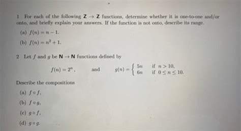 Solved For Each Of The Following ZZ Functions Determine Chegg