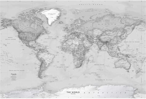 Academia Maps Large Grayscale World Map Wall Decal Bahrain Ubuy