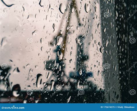 Raindrops On A Window Pane Stock Image Image Of Bubble Color 175674375