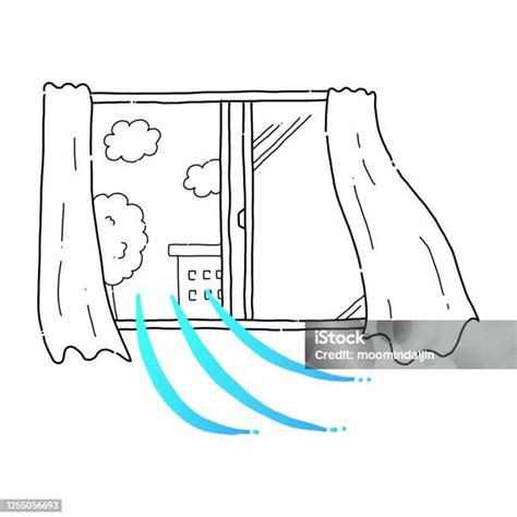 Ventilation Air Line Drawing Vector Illustration Stock Illustration