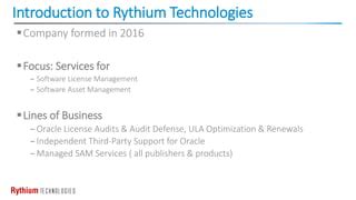 Rythium Oracle License Management Services Pptx