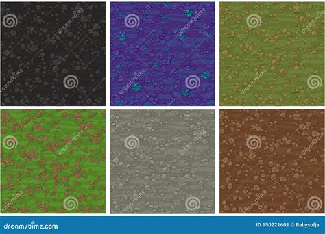 Set Seamless Texture Ground With Small Stones Vector Cartoon Seamless Vector Texture Stock