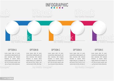 비즈니스 인포 그래픽 템플릿 5 옵션 원형 모양 추상 요소 다이어그램 부품 또는 프로세스 및 비즈니스 평면 아이콘 프리 젠 테이 션을 위한 벡터 비즈니스 템플릿 인포